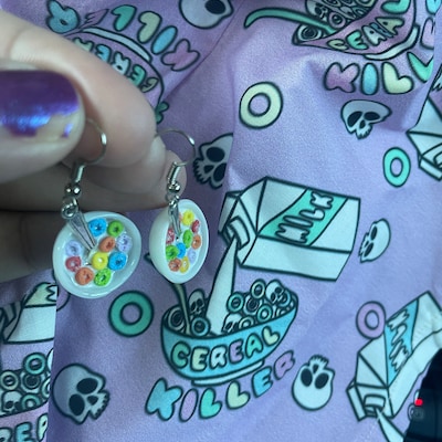 Mini Polymer Clay Cereal Froot Loops Bowl Charm Earrings or Necklace ...