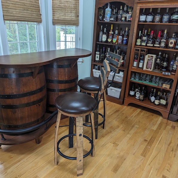 Hand Built Whiskey Barrel Bar, White Oak Top, Kentucky Bourbon Barrel ...