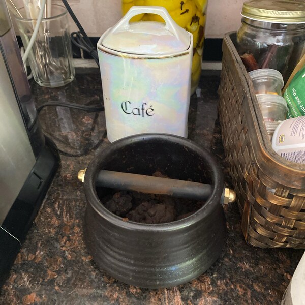 Knock Box Handmade in Ceramic Porcelain, Chocolate Brown Colour Glaze ...