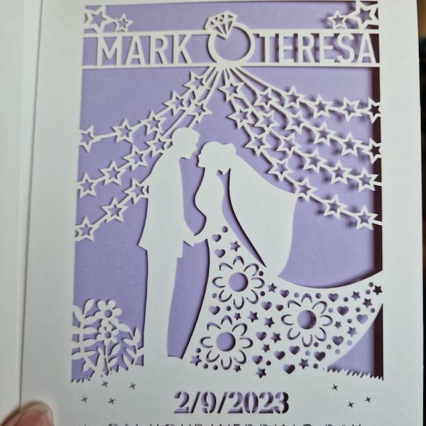 Personalised Papercut Wedding Card, Laser Cut Wedding Anniversary Card ...