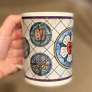 Stained Glass Style Lutheran Rose and Small Catechism Symbols - Mouse ...