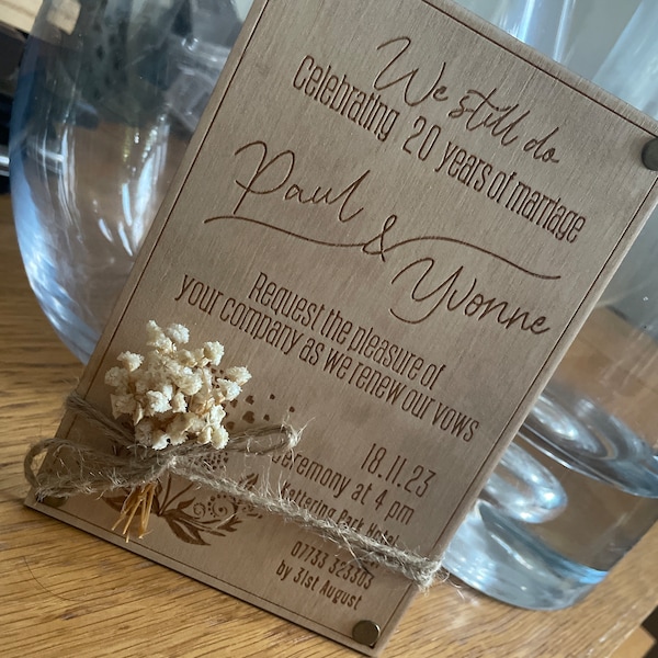 Rustic Wooden Wedding Invitations - Custom Engraved With Jute, Metal ...