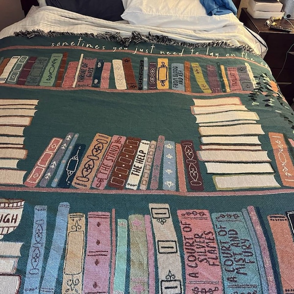 Book Lover Throw Blanket Bookish Woven Tapestry Personalized Gift for ...