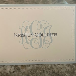 Classic Monogrammed Folded Thank You Note Cards | Etsy