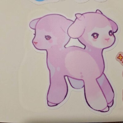 Double-headed Lamb Sticker Creepy Cute Pastel Stationary Waterproof ...