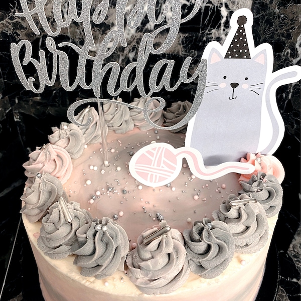 Cat Cake Topper, Kitty Cat Birthday Party Printables - INSTANT DOWNLOAD ...