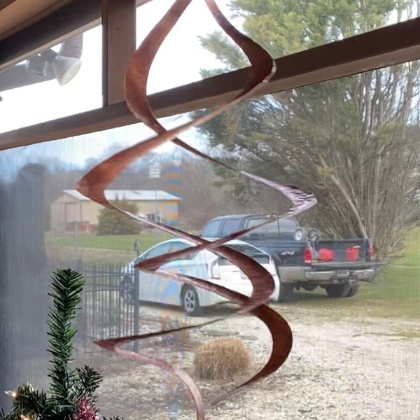 20 Hanging Pounded Copper Kinetic Wind Sculpture Double Helix - Etsy