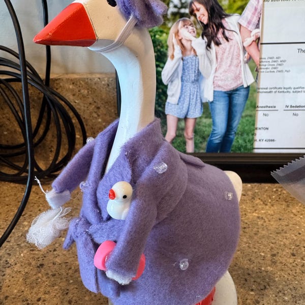 DESK GOOSE Outfit. Fancy Desk Goose With Purse and Faux Fur Stole. She ...