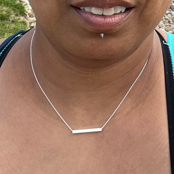 Silver Line Necklace, Straight Bar Necklace, Sterling Silver Bar ...