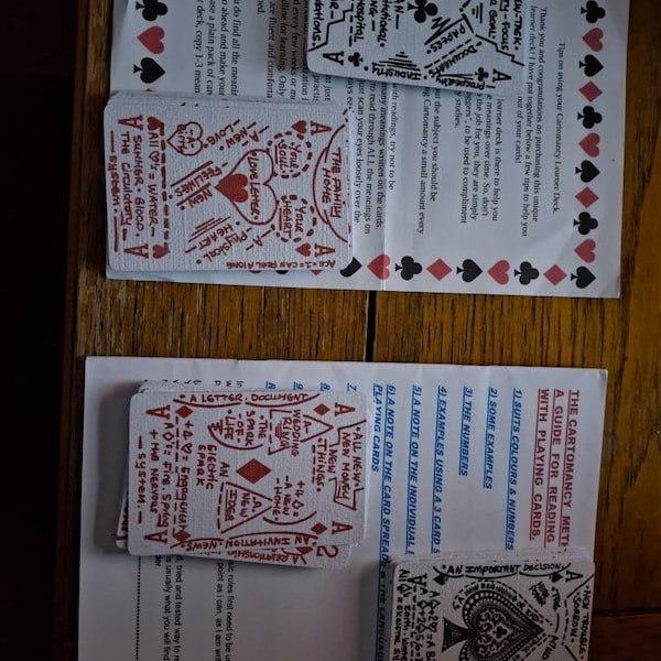 Cartomancy Learner Deck Handprinted & Cartomancy Method Booklet - Etsy