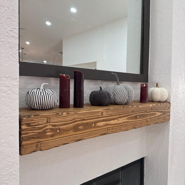 Modern White Floating Shelf, Thick Wall Shelf With Light, Wooden Shelf ...