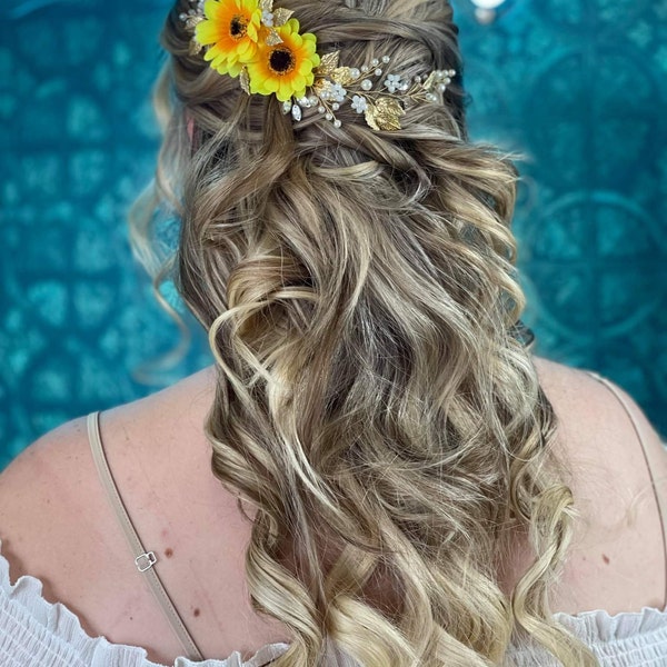 Sunflower Bridal Headpiece Sunflower Hair Comb Sunflower Headband ...