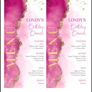 Fuchsia Gold Menu Editable Template Ladies Teens Girls Birthday ...