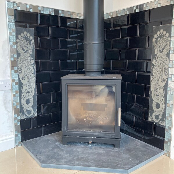 Hand Painted Tile Panel Set. 10 6x6 Yellow Base Colour Fireplace Tiles ...