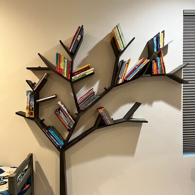 Wooden Tree Bookcases, Decorative Rustic Tree Branch Bookshelves, Book ...