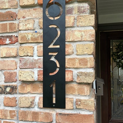 Mid Century Modern Vertical House Number Sign Metal Retro Style Address ...