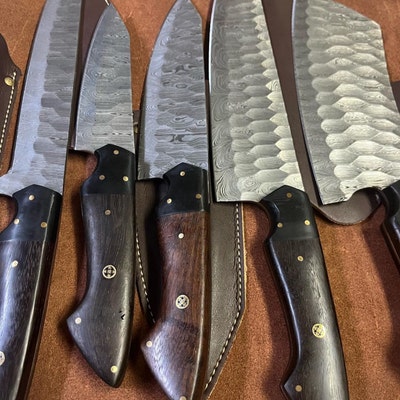 5 Pcs Custom Handmade Chef Knives Set Kitchen Knives Sharp Edge Knives ...