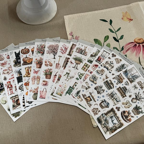 Seasonal Planner Sticker Sheet Set, Cozy Winter Snow Calendar Planner ...
