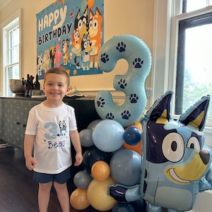 Bluey Number Balloon Tower Giant 32 Inch Light Blue Balloon Structure ...