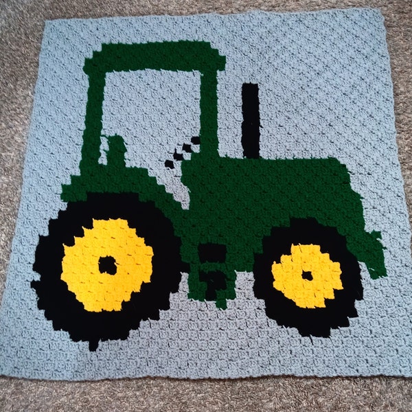 CROCHET BABY BLANKET Pattern: Tractor Baby Blanket, C2C Tractor Pattern ...