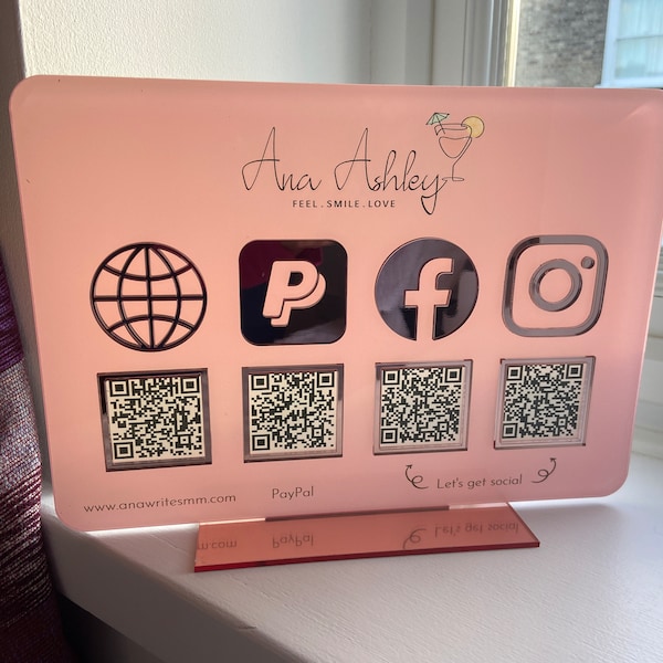 Multi QR Code Instagram Facebook Business Social Media Sign | Salon ...