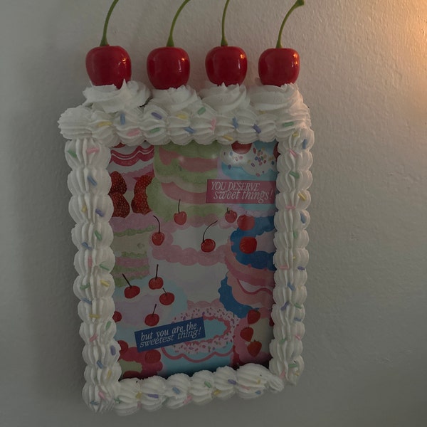 Fake Cake Photo Frame White and Pastel Sprinkles With Cherries on Top ...