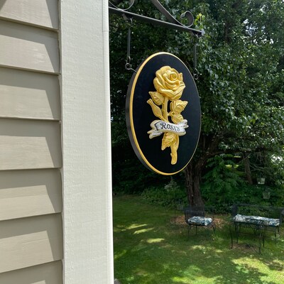 Custom Carved Sign, 23K Gold Leaf, Sign for Your Business, Hanging Sign ...