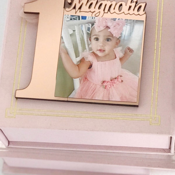 Rose Gold Birthday Photo Frame Magnet, 1st Birthday Favors Girl, First ...
