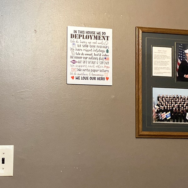 Military Family Deployment Sign, Navy Army Marines Gifts, in This House ...