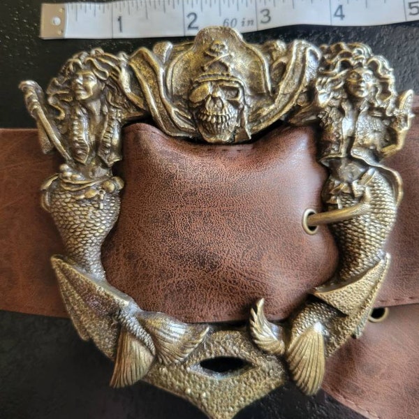 Pirate Skull & Mermaid Fountain Baldric Belt Buckle 4 the Buccaneer ...