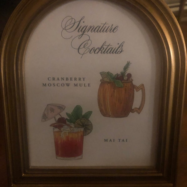 Custom Signature Cocktail Sign Drawing, Personalized Drinks ...