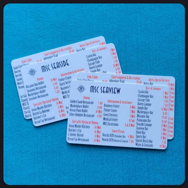 MSC Cruise Deck Locator® Cards: Cruise Wayfinder - Etsy
