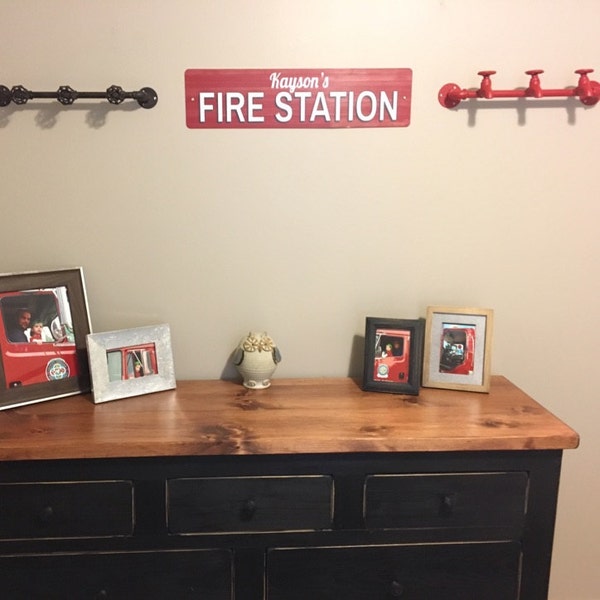 Fire Station Sign, Custom Firefighter Sign, Firehouse Decor, Custom ...