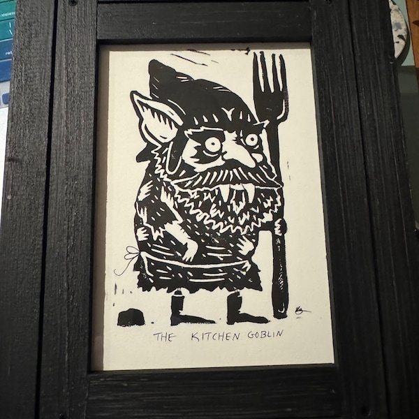 The Kitchen Goblin, Goblin Print, Kitchen Print, Weird Wall Art, Occult ...
