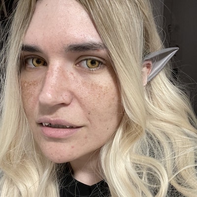 NEUTRAL TAN Short Purple Floral Sunflower Charms Decorated Pierced ...