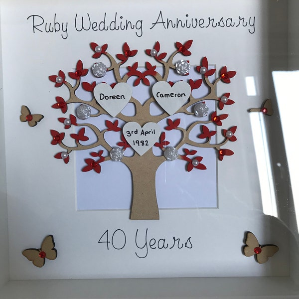 Ruby Wedding Anniversary Frame, Wedding Gift, Personalised, 40th ...