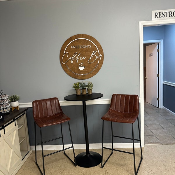 Round Coffee Bar Sign, Custom Wood Sign, 3D Sign, Personalized Gift ...