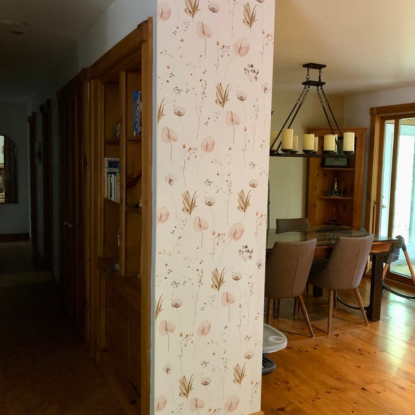 Modern Neutral Floral Wallpaper. Neutral Colors. Peel and Stick and ...