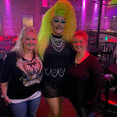 Big Curly Updo With Sculpted Bang Styled Lace Front Drag Queen Wig ...