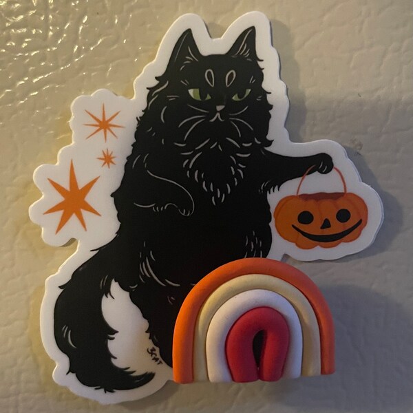 Halloween Cat Sticker / Cat Sticker / Vintage Halloween Sticker/ Vinyl ...