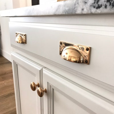 Polished Bronze Cabinet Handles & Knobs Solid Cast Handles - Etsy