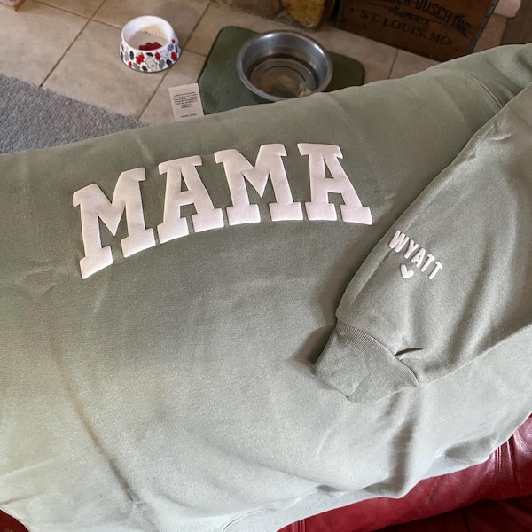 Pink Puff Mama Sweatshirt With Kids Names | Puff Letters | Embossed ...