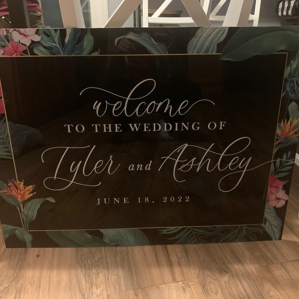 Custom Acrylic Wedding Welcome Sign / Tropical / Welcome to Our ...