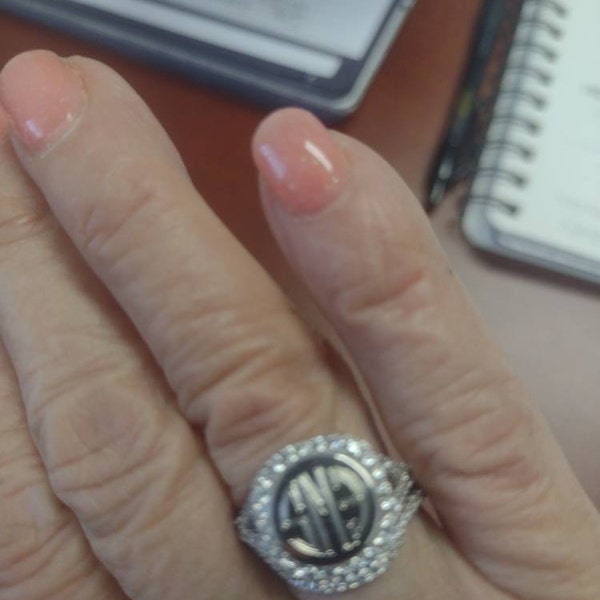 Sterling Silver Monogram Ring, Stackable Monogram Ring, 925 Monogram ...