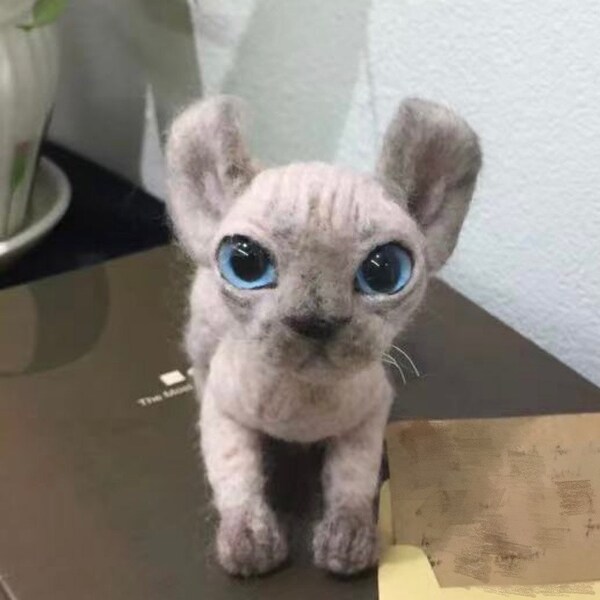 Custom Cat Portrait Sculpture in Frame; Needle Felted Cat; Realistic ...