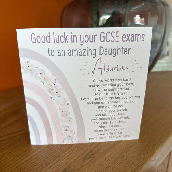 Good Luck in Your Exams Card, Personalised Poem Card for Grandson Son ...