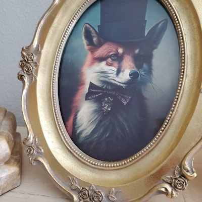 Gentleman Fox Vintage Portrait, Victorian Fox Wearing a Top Hat ...