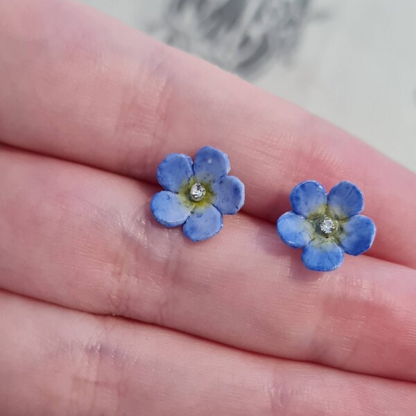 Porcelain Forget Me Not Pin Brooch/wedding Brooch/ Blue Flower Brooch ...