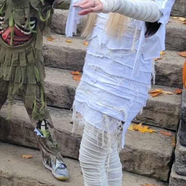 White Mummy Leg Warmers Ruffle Knee Socks Mummy Halloween Costume Over ...