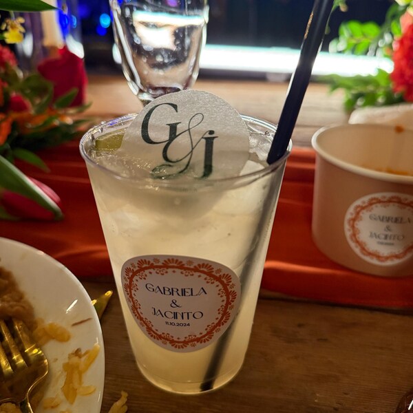 50 Personalized Edible Cocktail Drink and Cupcake Topper Garnish Discs ...
